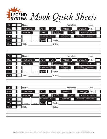Character Sheets - LegendWiki